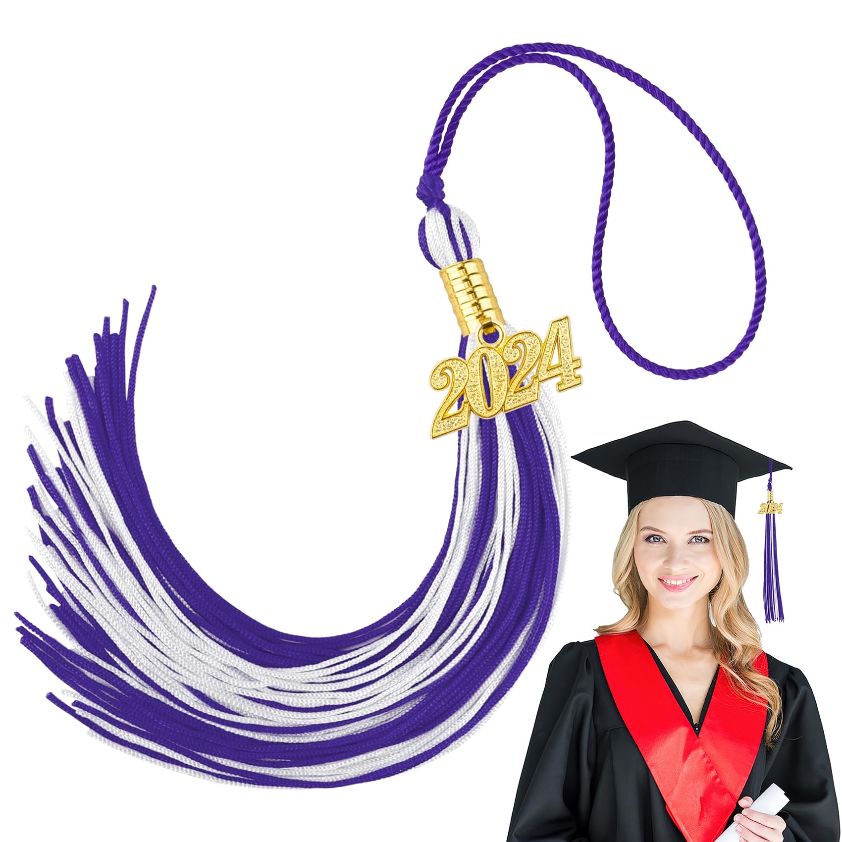 Snapklik.com : 2024 Graduation Tassel Purple White Graduation Cap ...