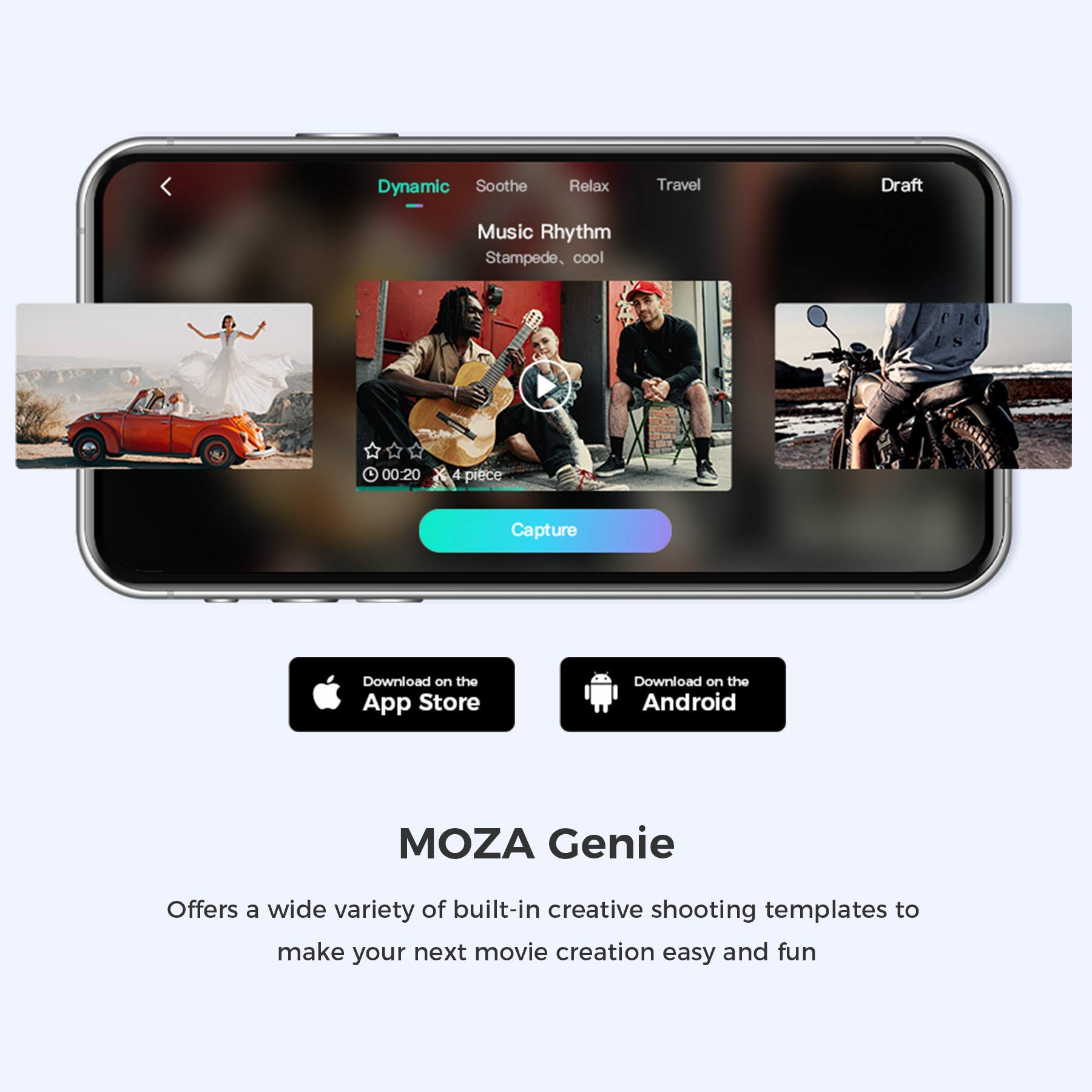 Estabilizador de mano extensible de 3 ejes MOZA Mini S Gimbal con reproducción rápida, zoom de ...