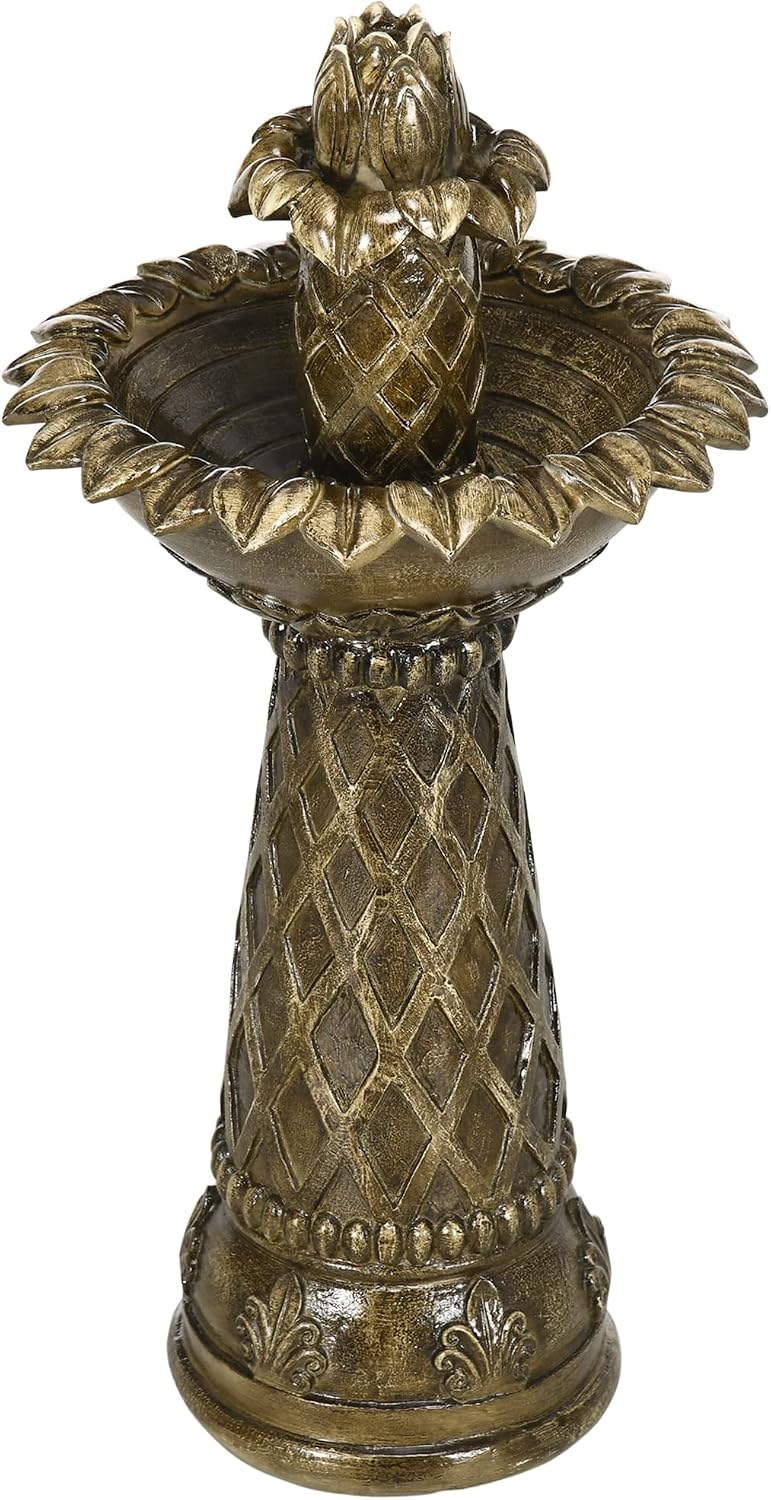 Outsunny 2-Tier Outdoor Waterfall Fountain, Freestanding Self-Contained ...