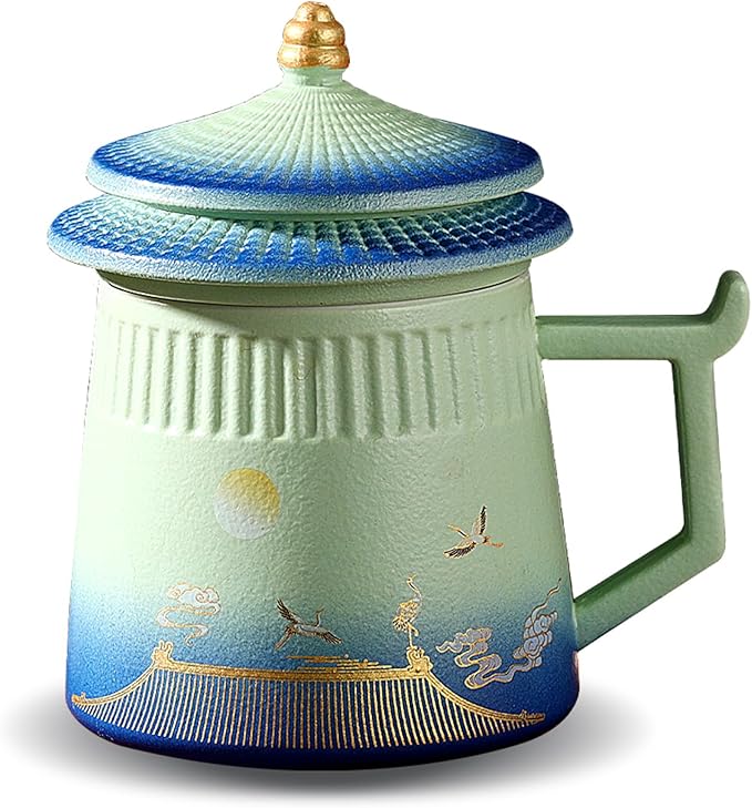 Amazon.com: Tea Cup with Infuser and Lid, 14.8 oz Ceramic Infusion Mugs ...