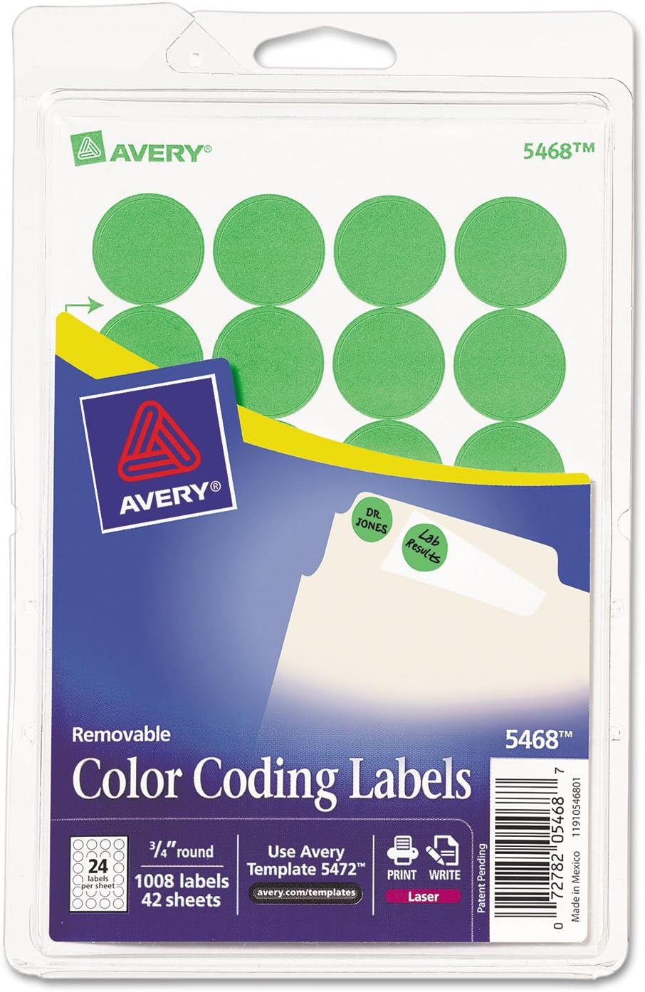 Avery Etiquetas autoadhesivas para impresión y escritura, 0,75 pulgadas ...