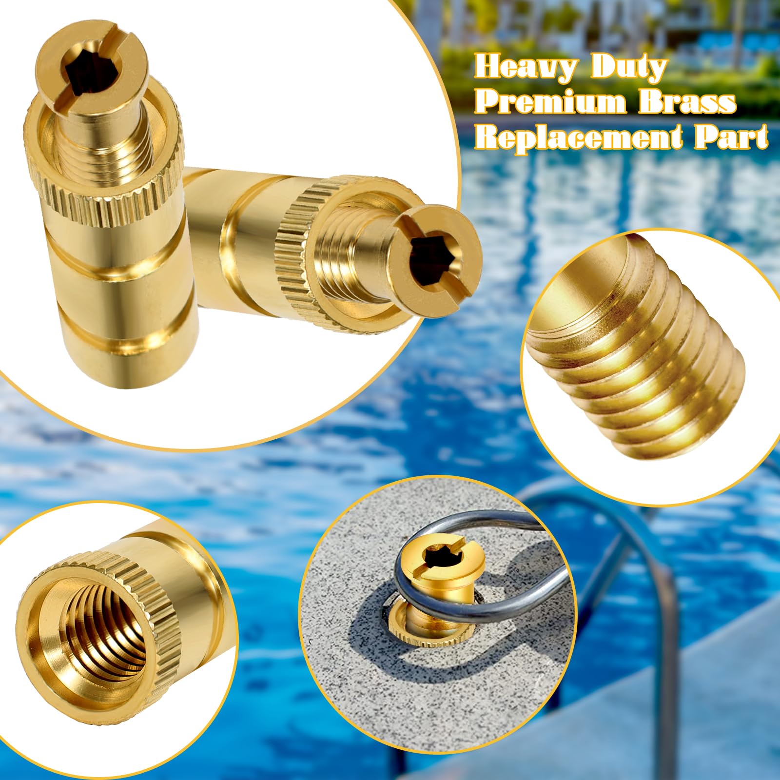 Snapklik.com : 5 Pack Brass Pool Cover Anchors For Concrete, Pool ...