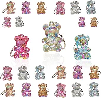Teddy Bear Key Ring Mini Cute Tiny Keychain for Birthday, Bag Filler ...