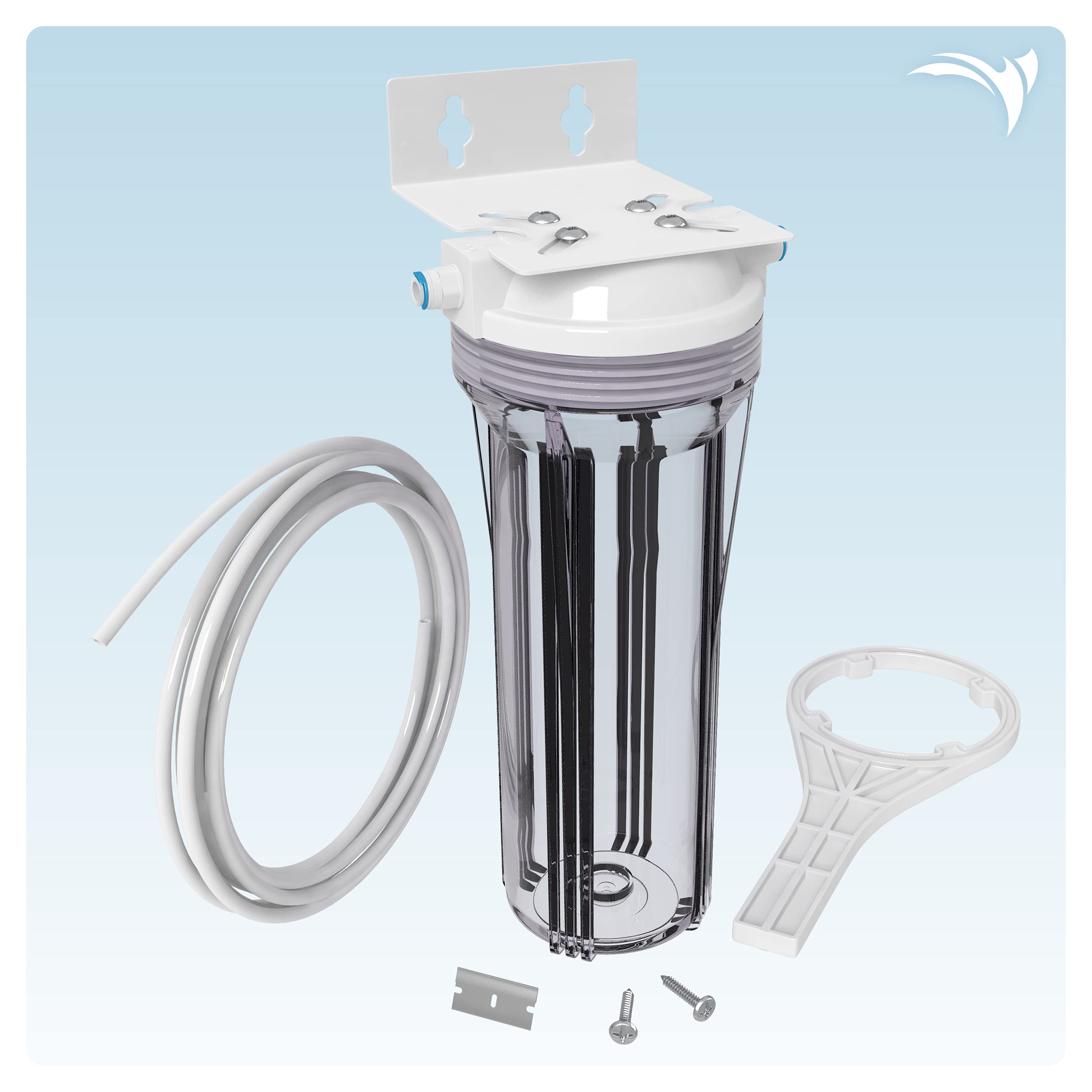 AQUATICLIFE 10” Clear Water Filter Housing Canister for Reverse Osmosis ...