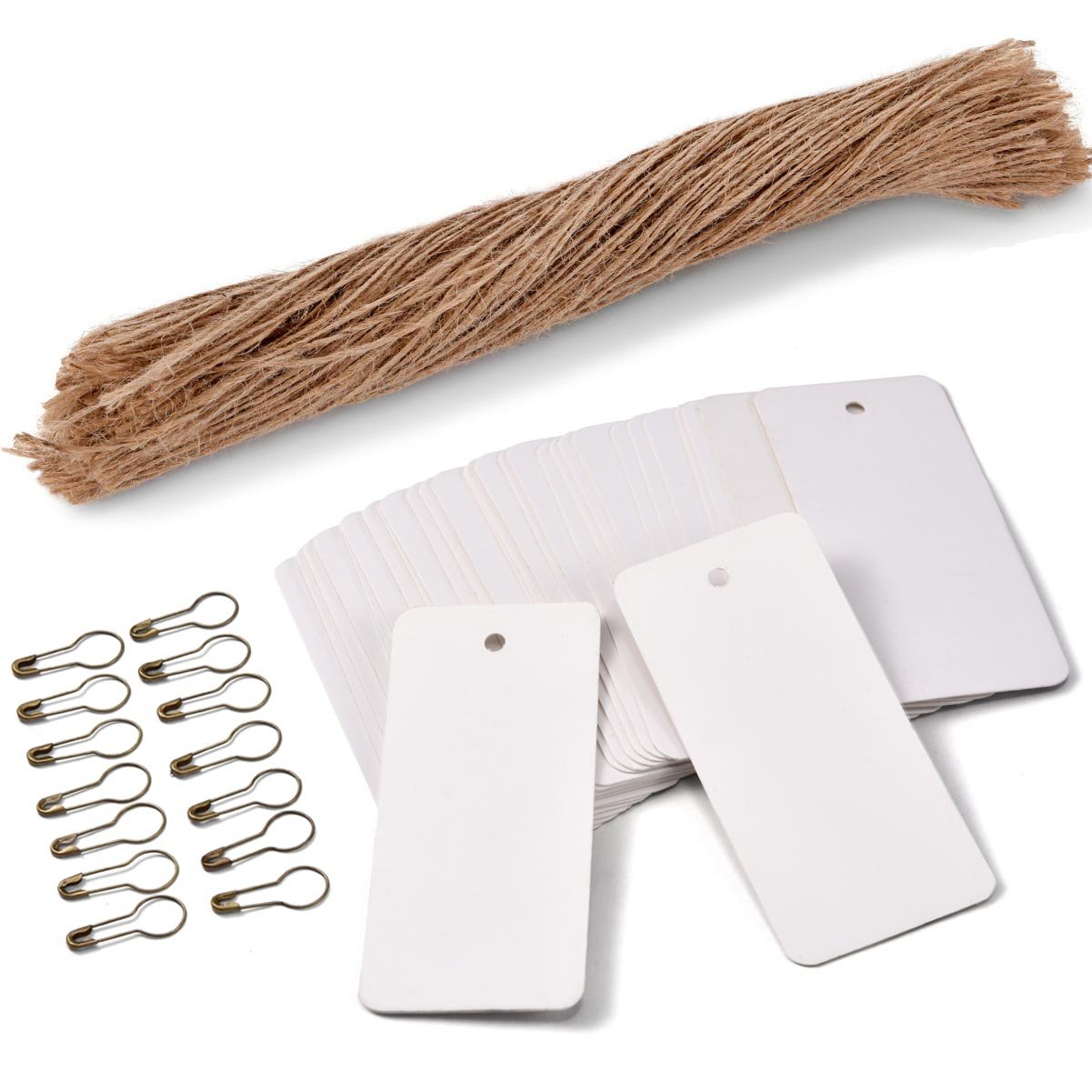 200 PCS Price Tags with Pre Cut Jute String and Safety Pins,LOOMY ...
