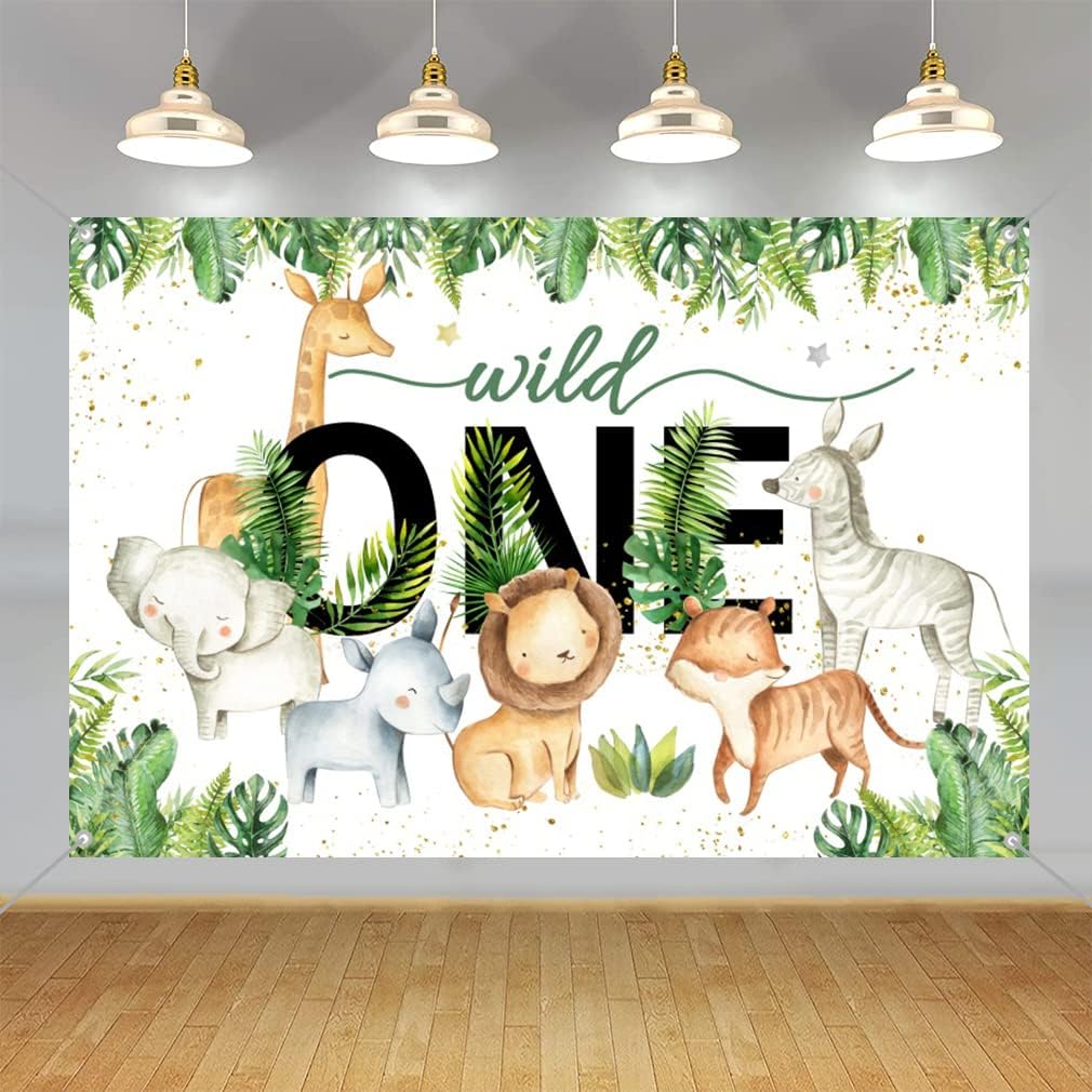 Amazon.com : Safari Wild One Backdrop Cartoon Safari Animal First ...