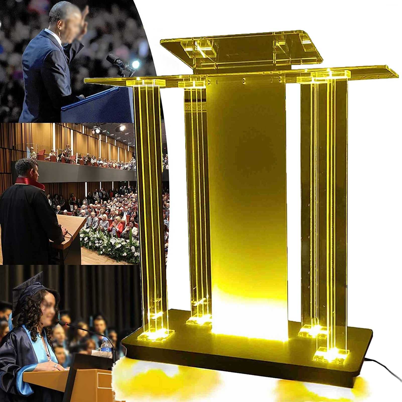 Buy WENCY Rolling Acrylic & MDF Podium with Casters Floor Standing ...