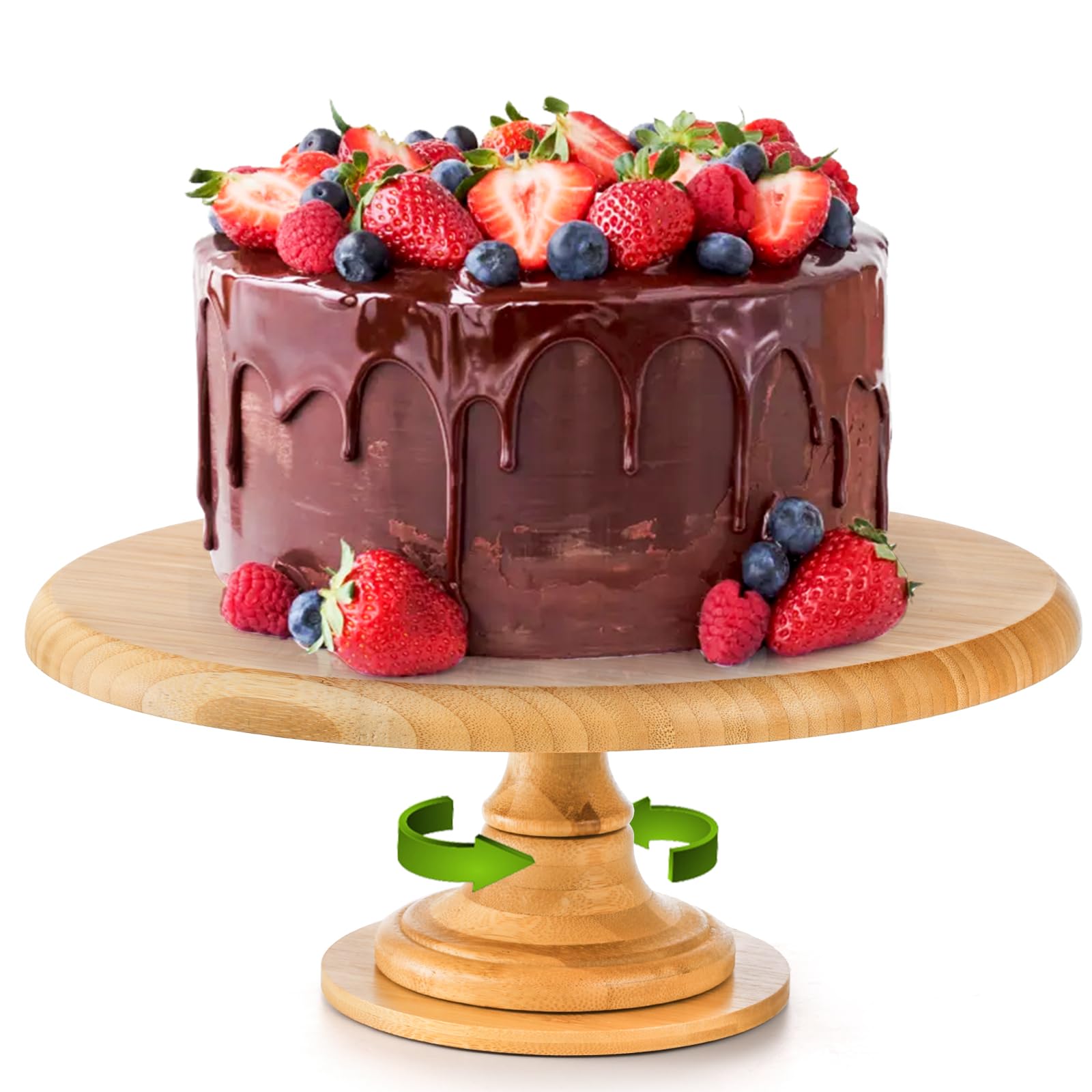 Amazon.com: Yesland Wood Cake Turntable 13 Inch Cake Stand Rotating ...