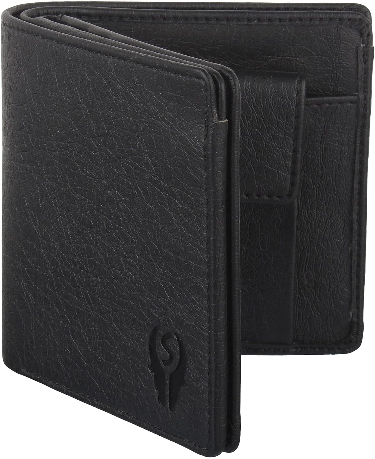 Buy WILD EDGE Black Tri-fold Wallet for Men - Solid Black Three-Fold ...