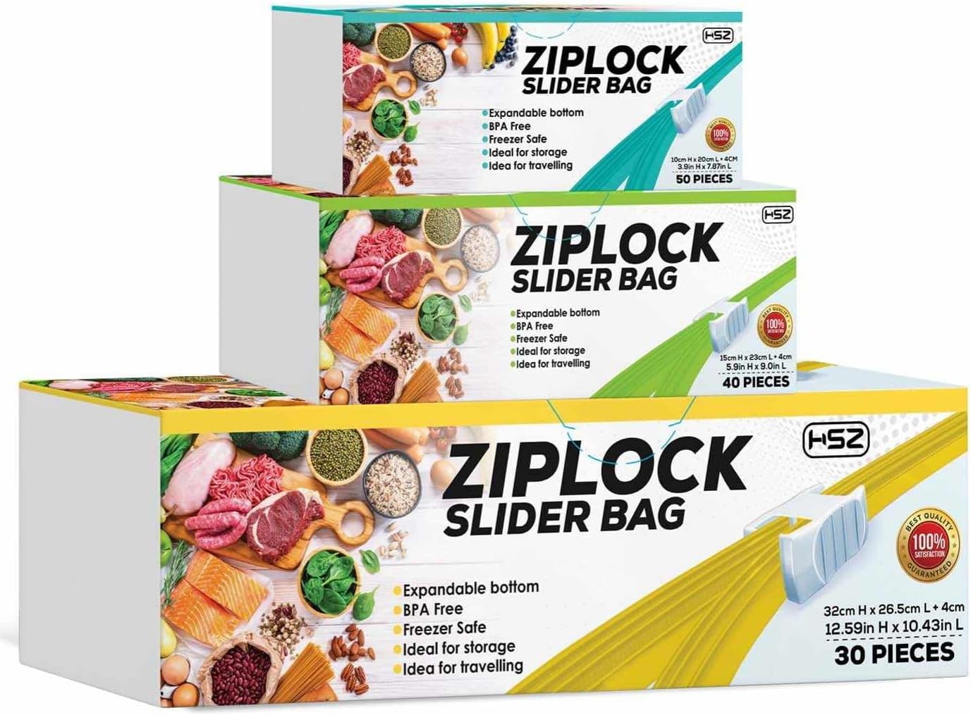 Amazon.com: Ziplock Plastic Food Freezer Bag-Slider Lock Storage ...