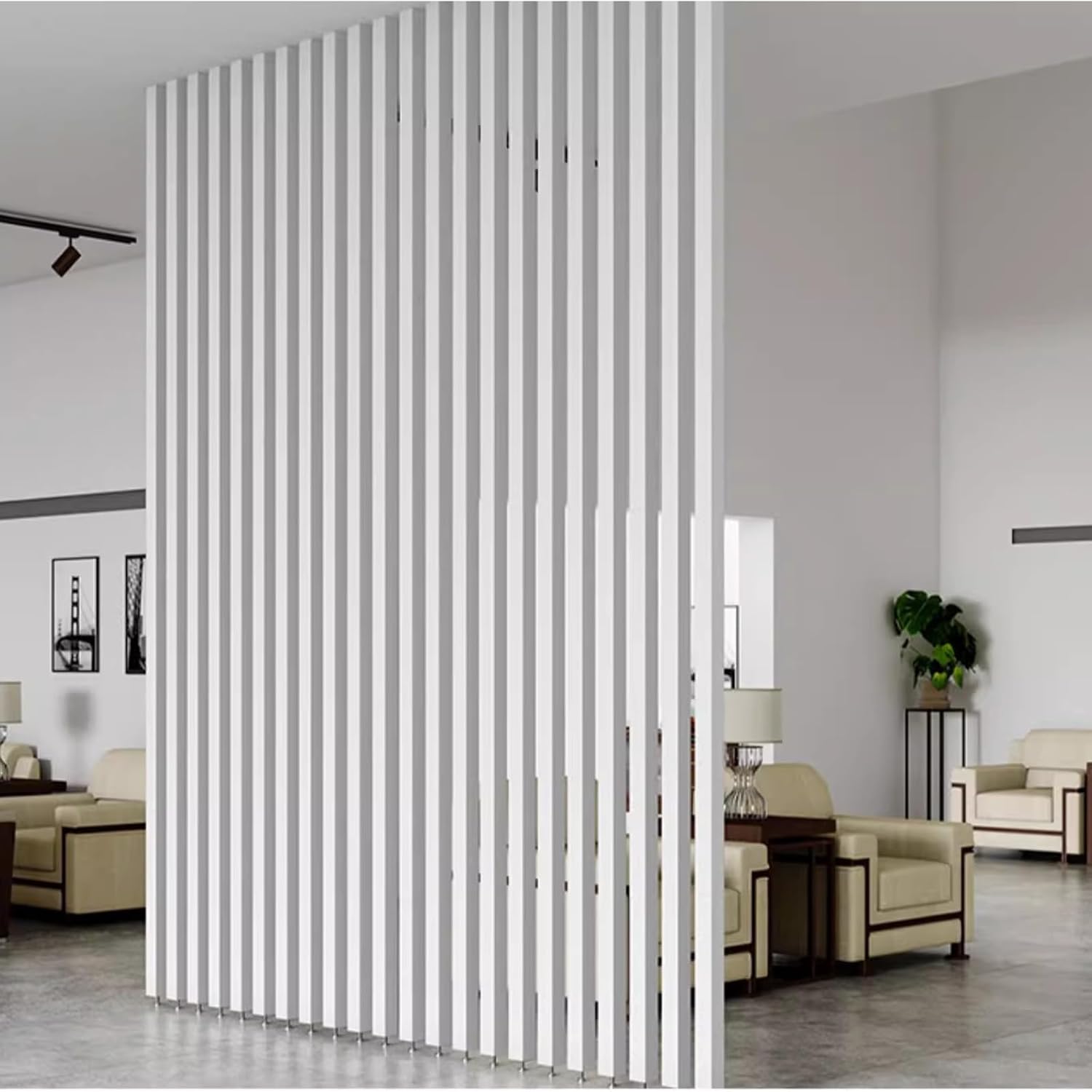 White Wall Partition Post for Room Divider, Set of 22 Wooden Slats ...