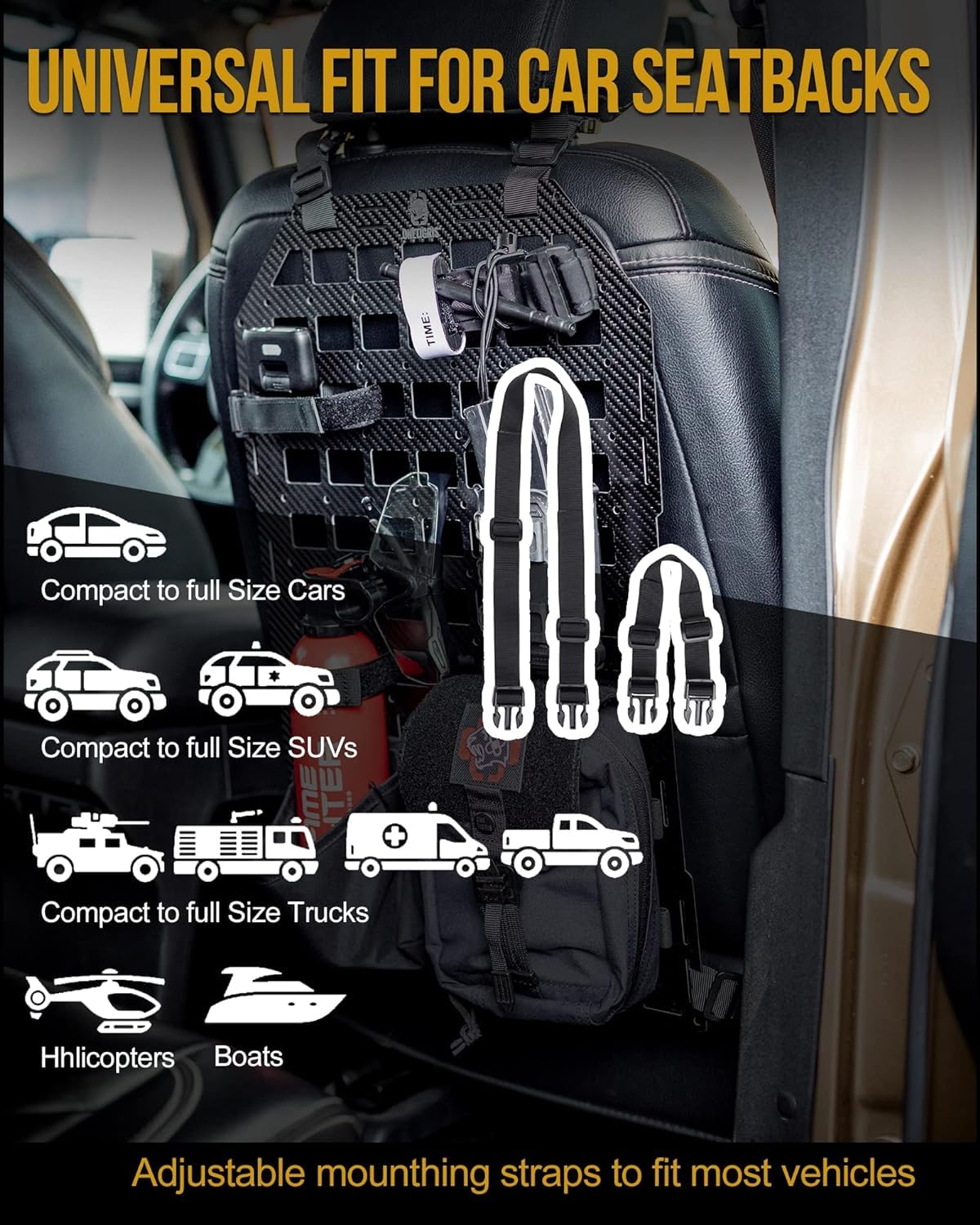 Snapklik.com : Car Seat Back Organizer, 2PCS Tactical Rigid MOLLE Panel ...