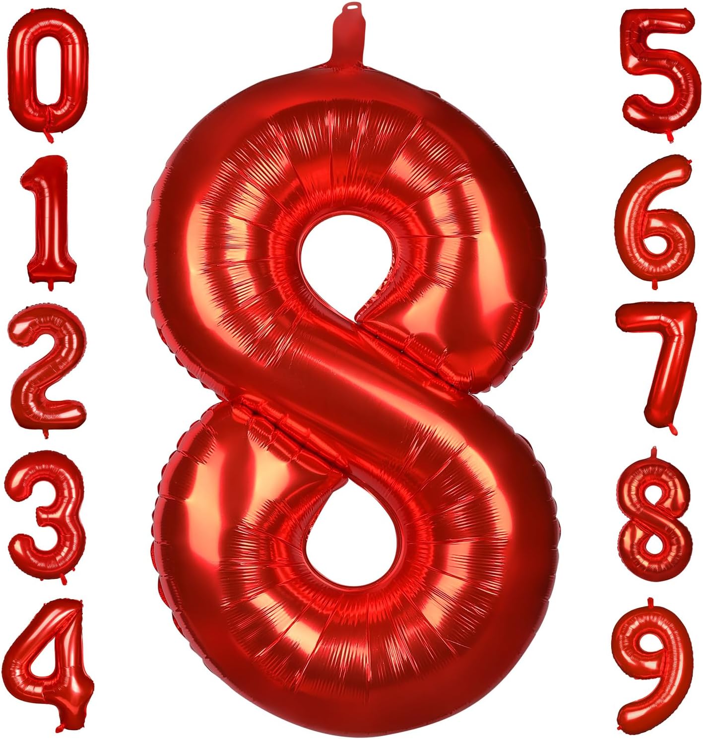 Amazon.com: PatiCool 40 Inch Red Number Balloon 8, Large Number Foil ...