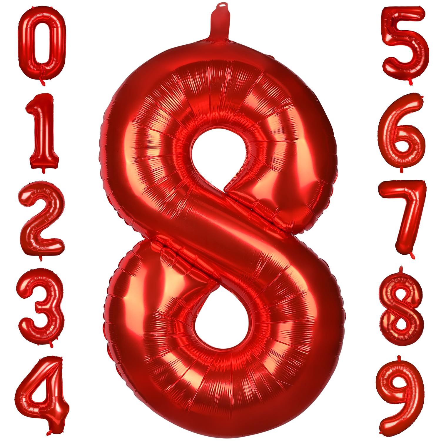 Amazon.com: PatiCool 40 Inch Red Number Balloon 8, Large Number Foil ...