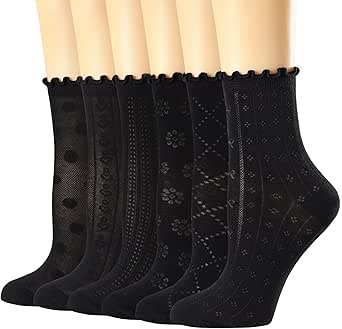 Amazon.com: Mcool Mary Women's Ruffle Socks Casual Lace Cotton Crew ...