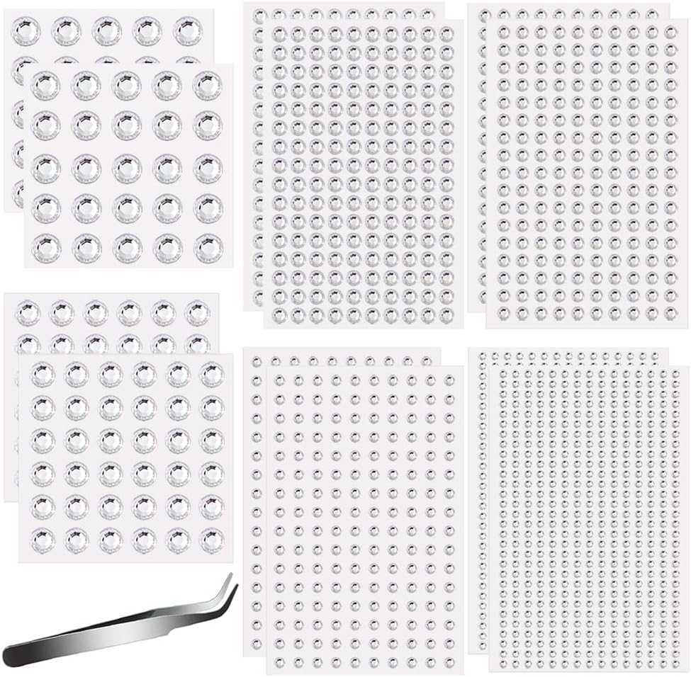 Amazon.com: 3900 Pcs Clear Rhinestones Stickers, Self Adhesive Bling ...