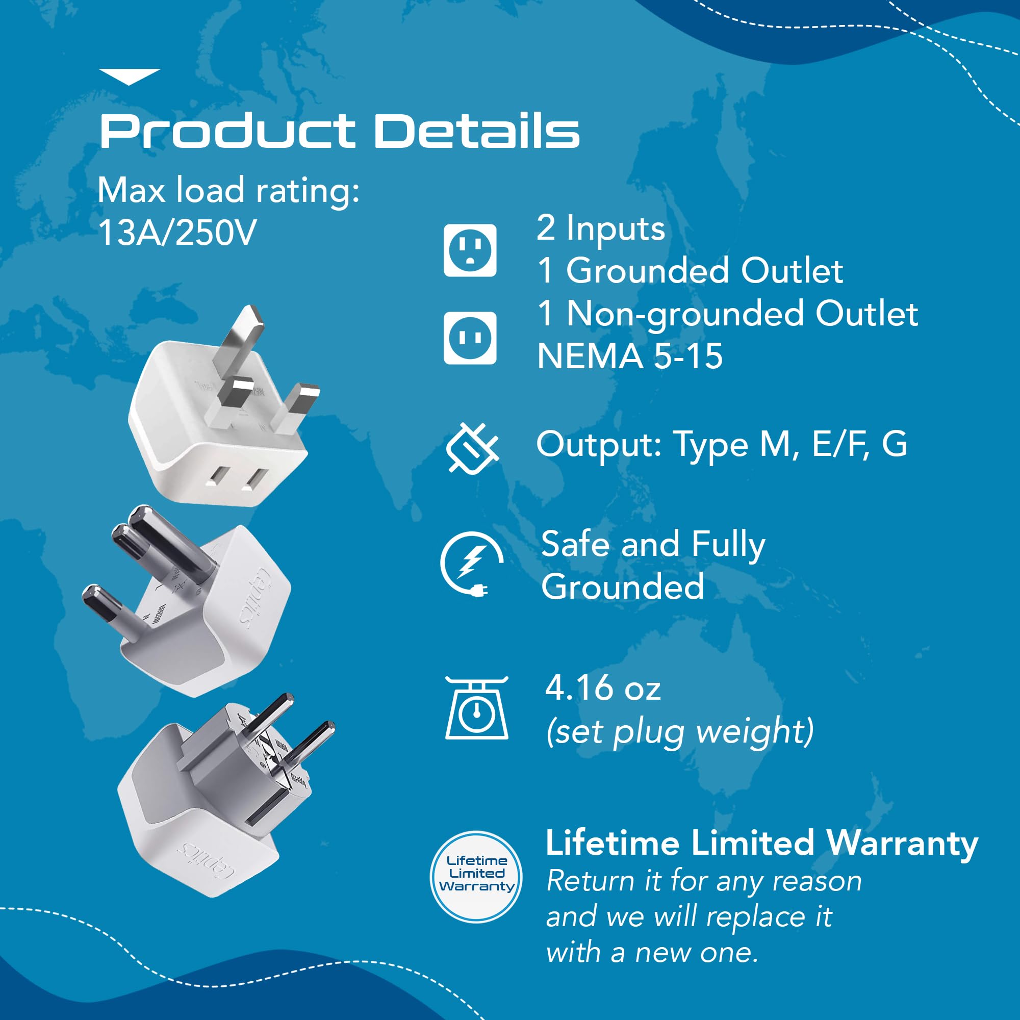Snapklik.com : Ceptics African Travel Adapter Set 2 In 1 USA To Africa ...