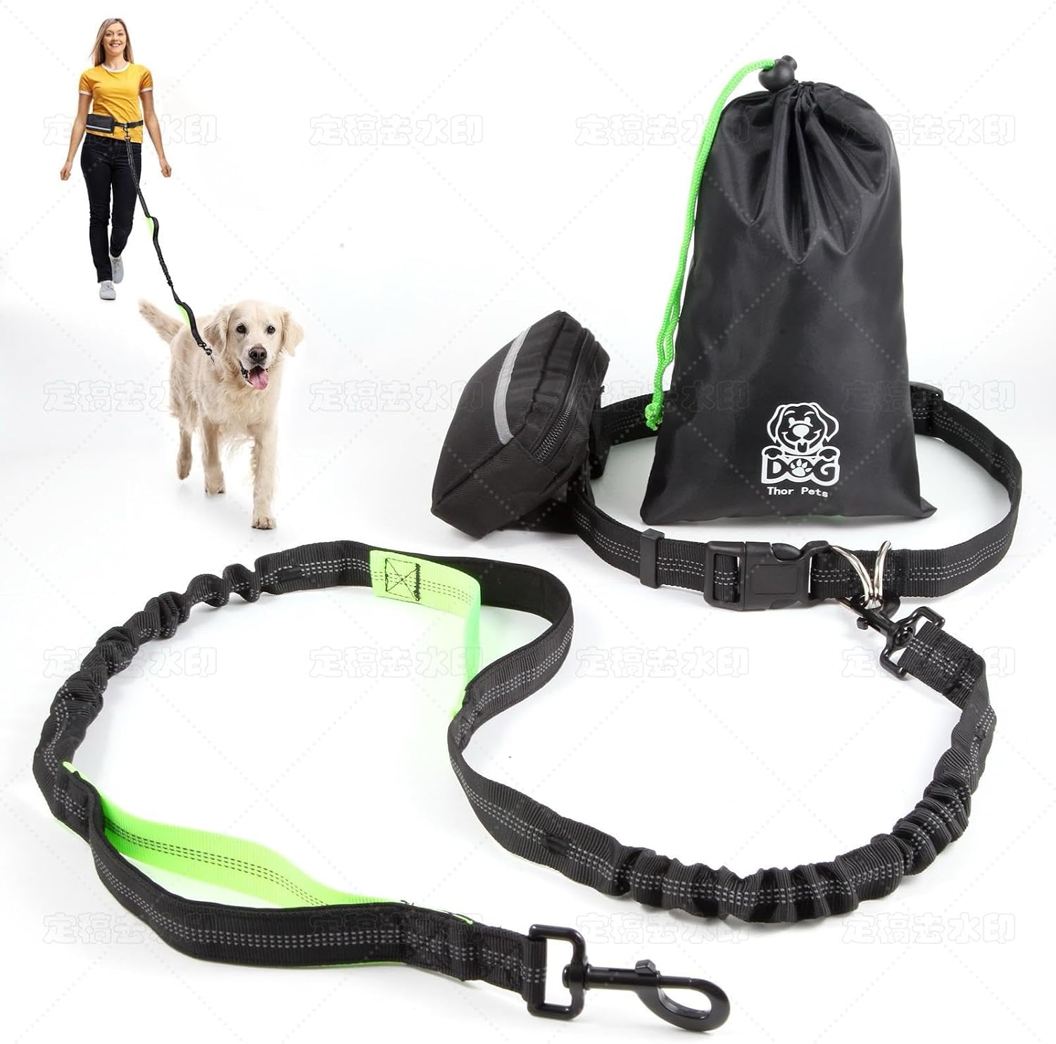 Amazon.com : Reflective Running Traction with Waist Belt Dog Leash with ...