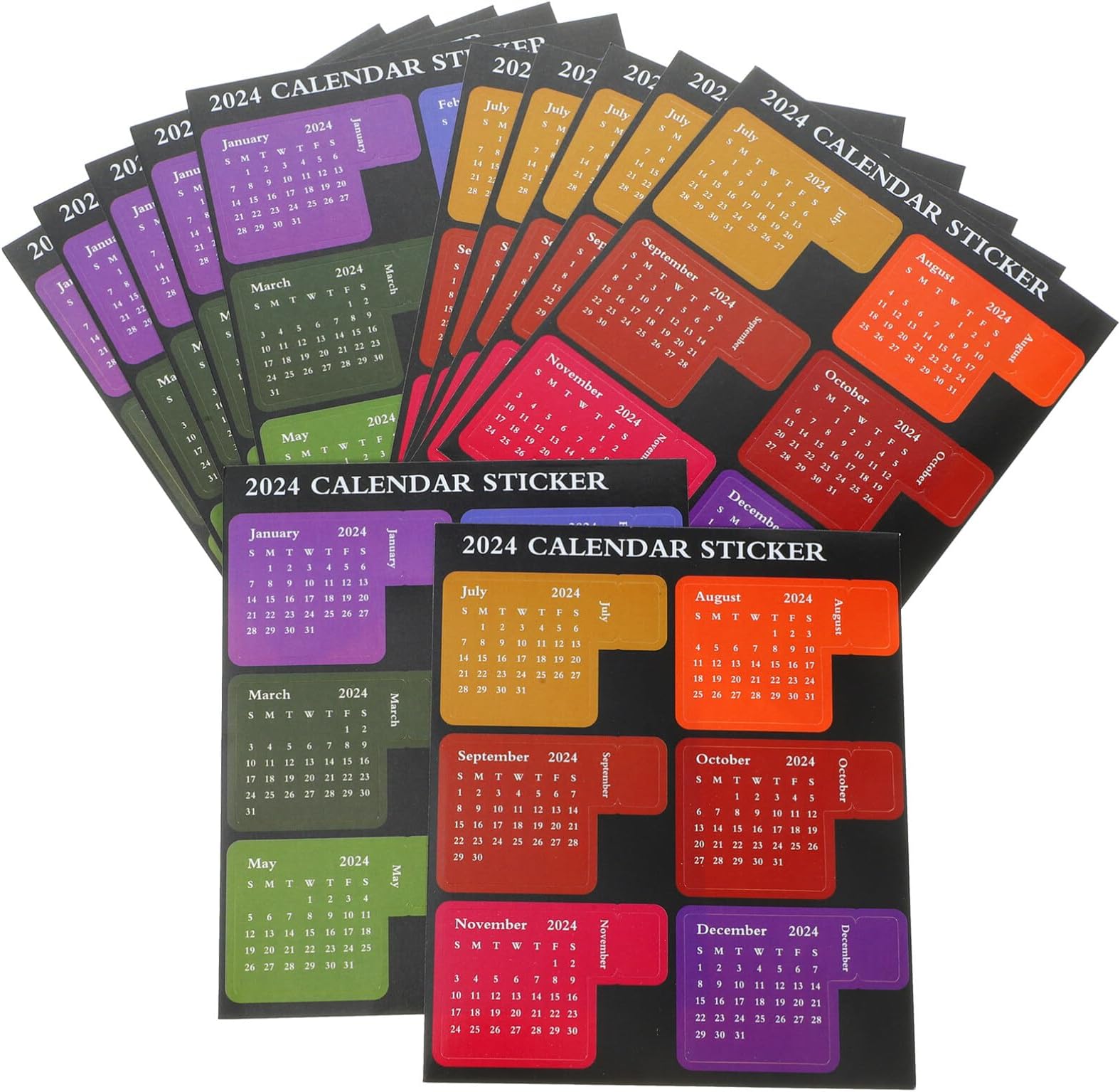 Amazon.com: MAGICLULU 12 Sheets 2024 Calendar Stickers Monthly Calendar ...
