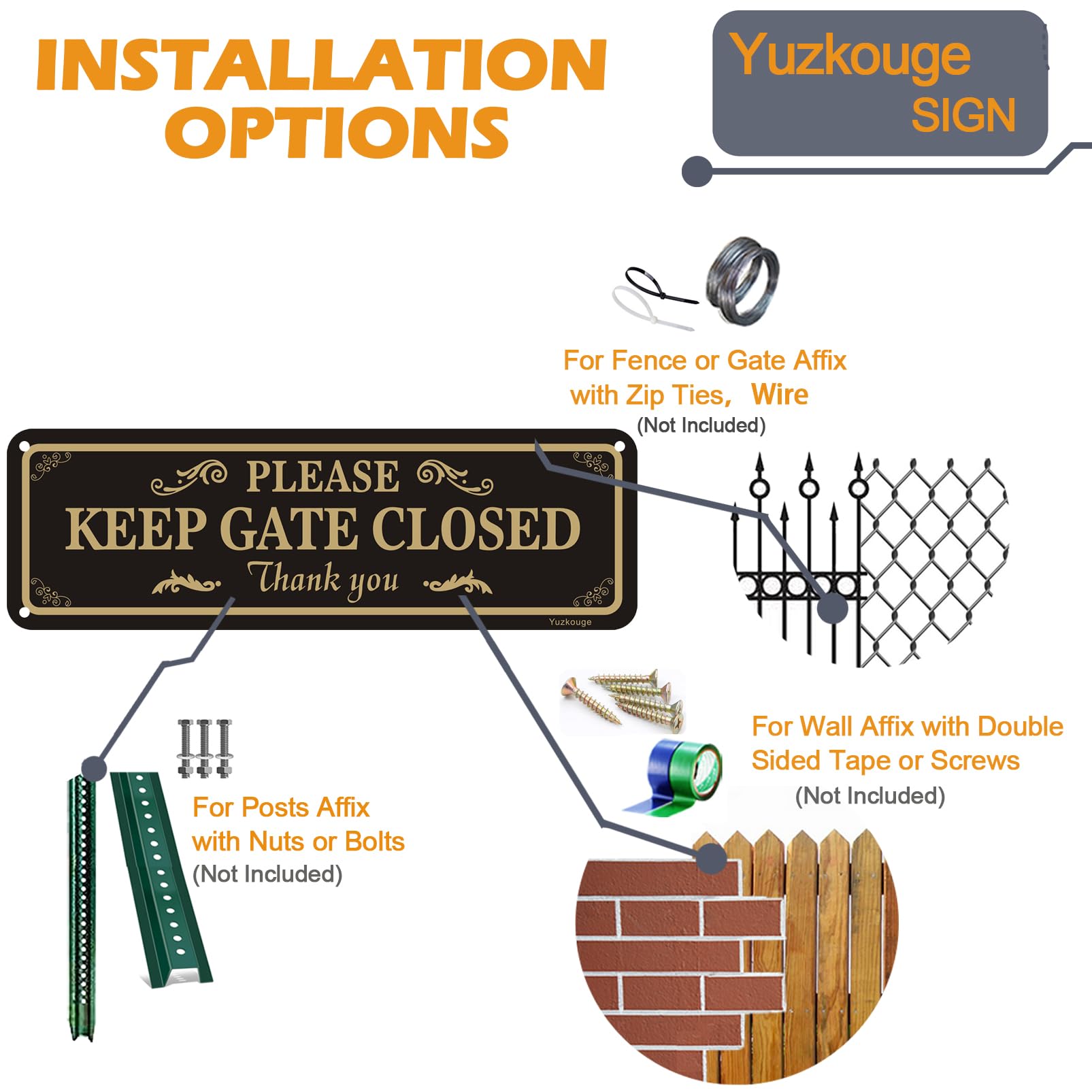Yuzkouge Please Keep Gate Closed Sign – 2 Pack, 10 x 3 Rust Free ...