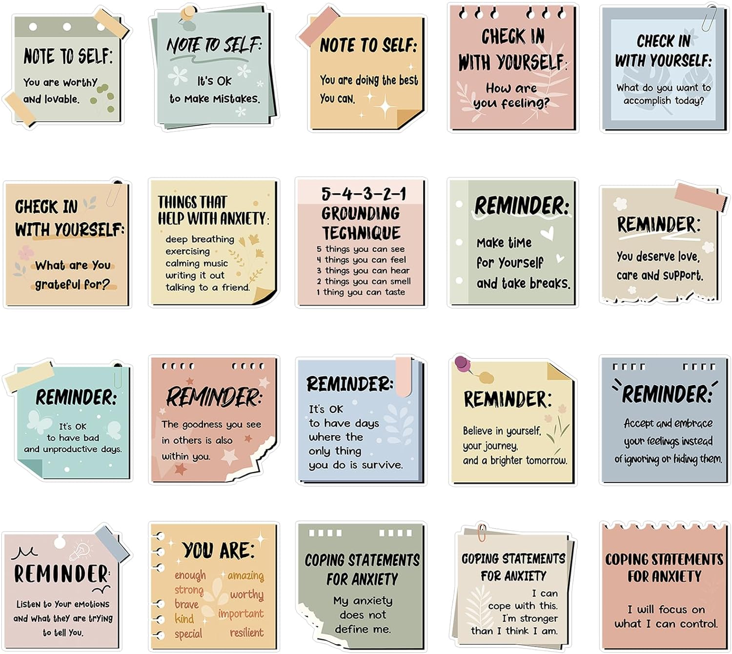 Amazon.com: Copkim 20 Pcs Mental Health Magnets Motivational Daily ...