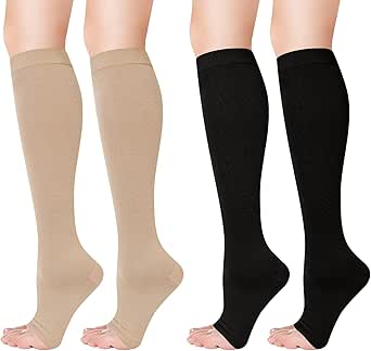 2 Pairs of Women's Compression Socks, 15-25 mmHg Compression Socks ...