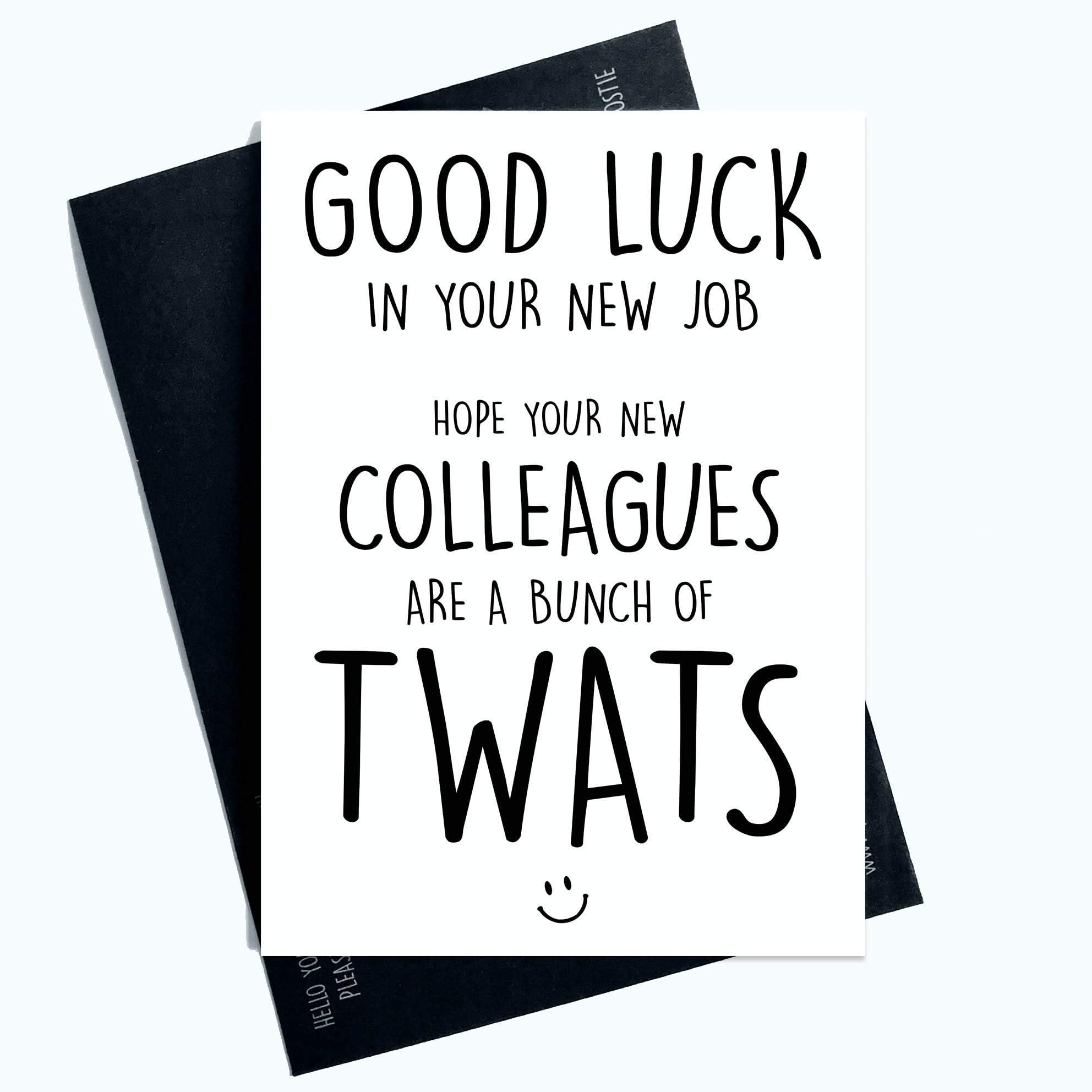 Funny New Job Card Leaving Cards Good Luck Rude Cheeky Joke Colleague ...