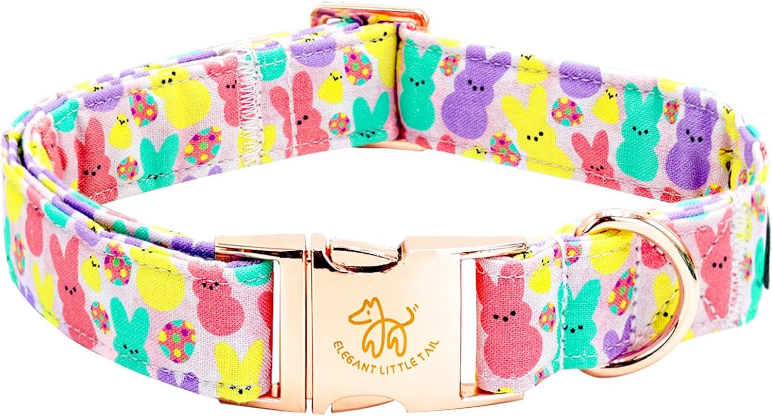 Amazon.com : Elegant little tail Easter Dog Collar, Bunny Print Pet ...
