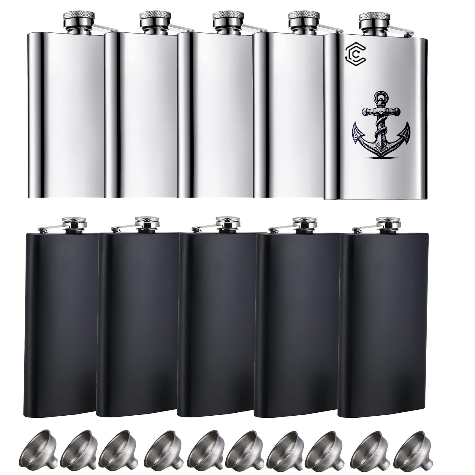 Creatorally 8oz Hip Flask, 10 Pack Flasks for Groomsmen, Wedding ...