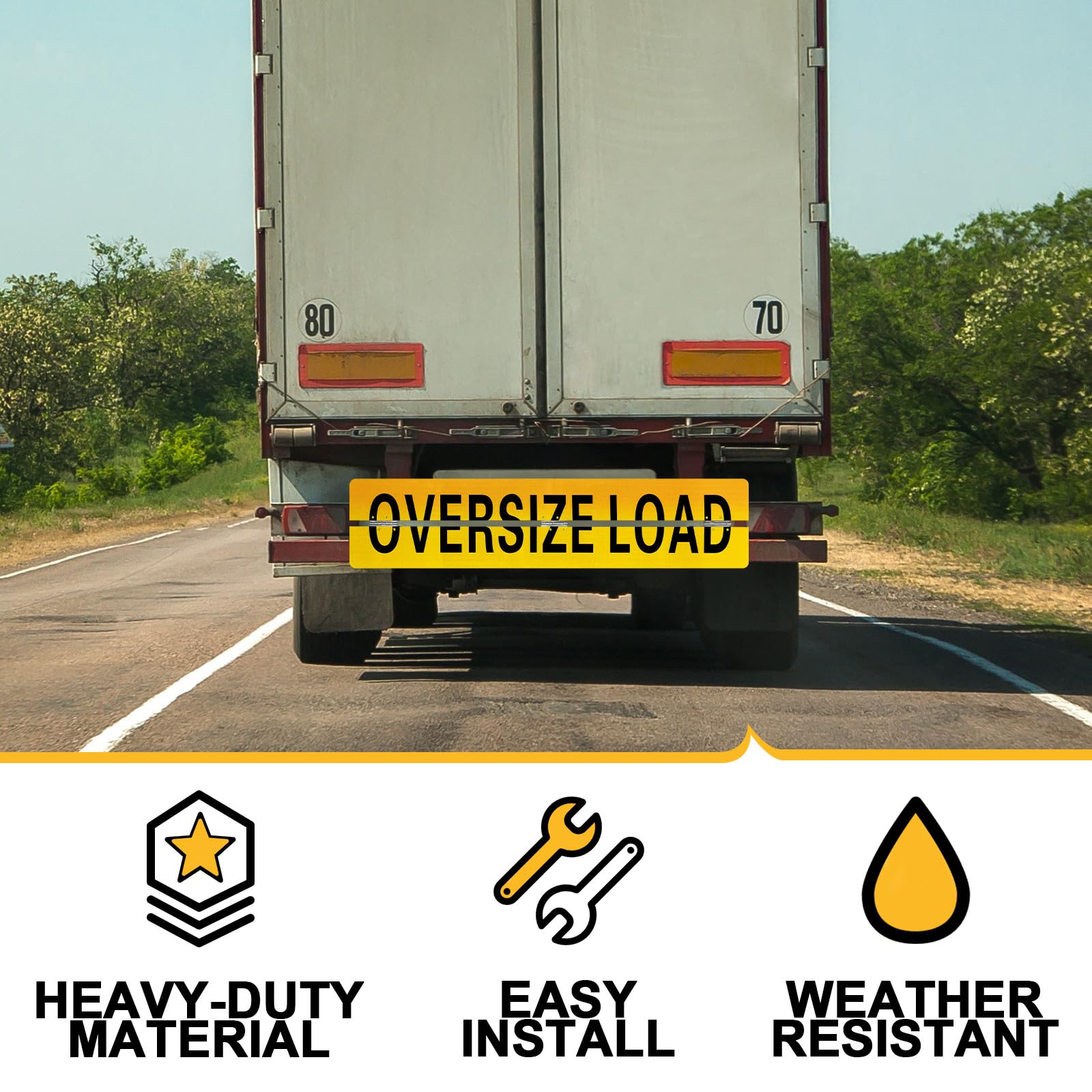 Snapklik.com : 1 Pack Oversize Load Sign 12" X 60" Hinged Aluminum Wide ...