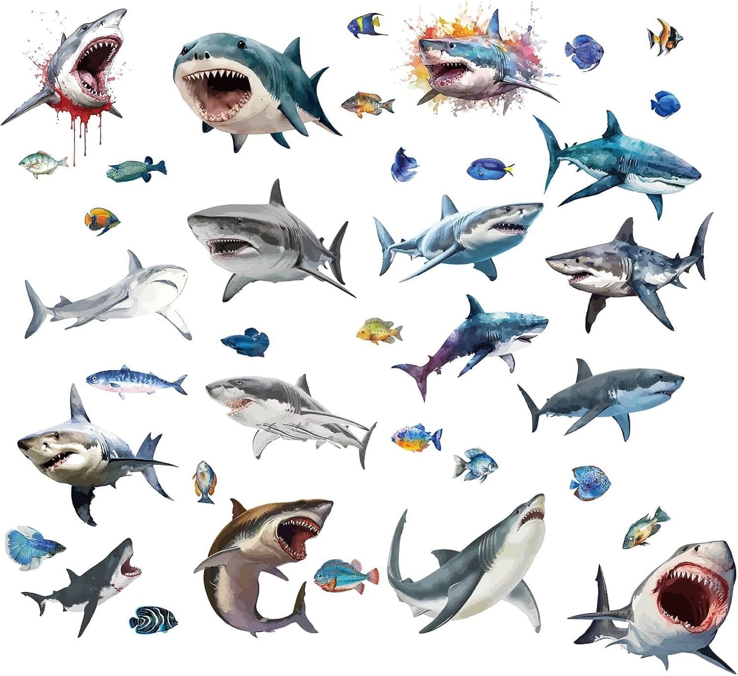 Amazon.com: CRASPIRE 8 Sheets 8 Styles Shark Window Stickers Waterproof ...