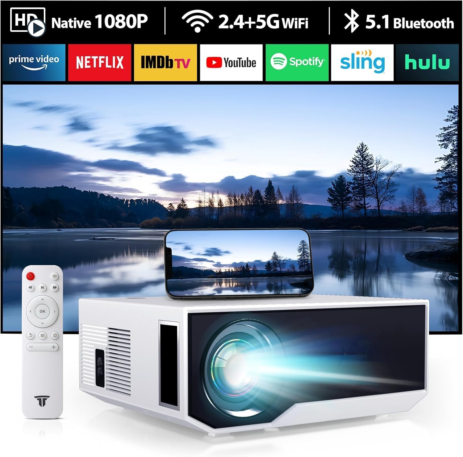 Amazon.com: Projector with Wifi and Bluetooth, ZDK 2025 New Projector ...