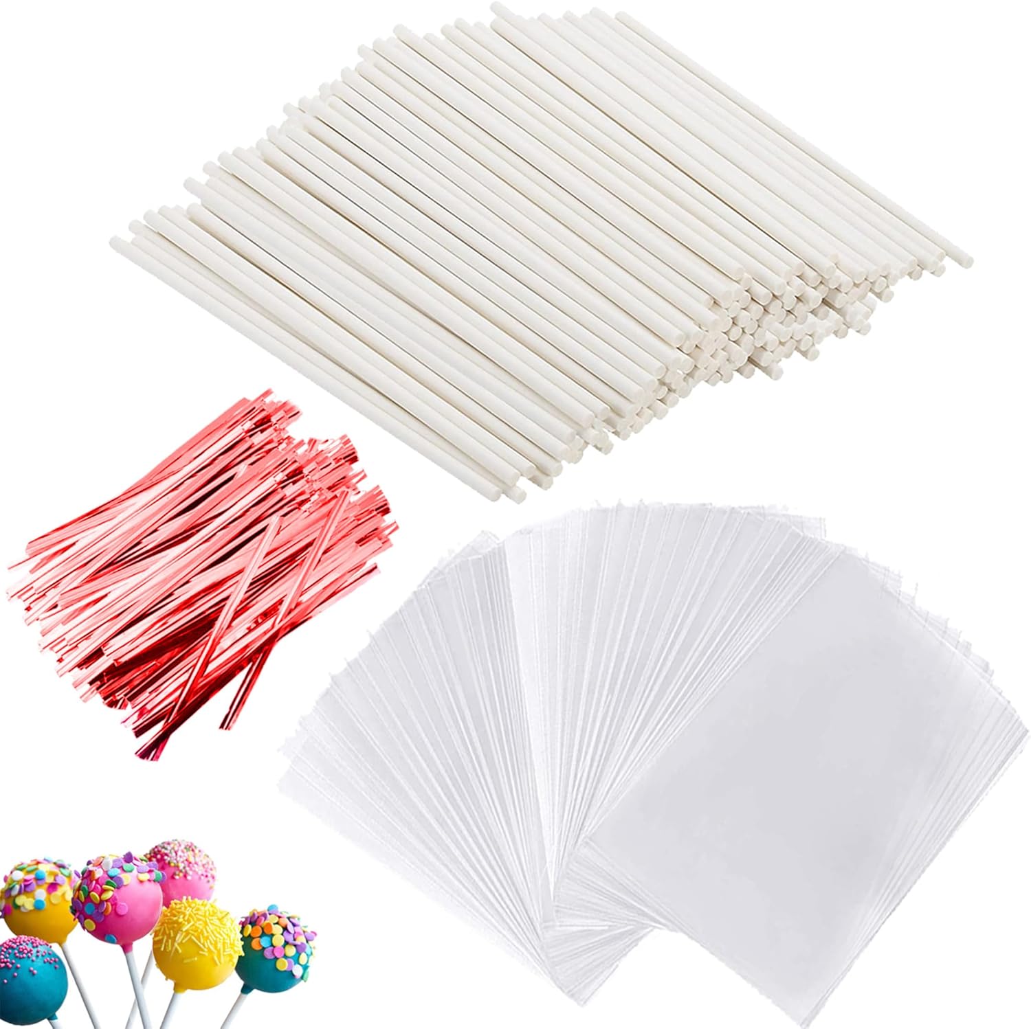 Amazon.com: Fuator 300pcs Cake Pops Set, 100pcs 6 Inch Lollipop Sticks ...