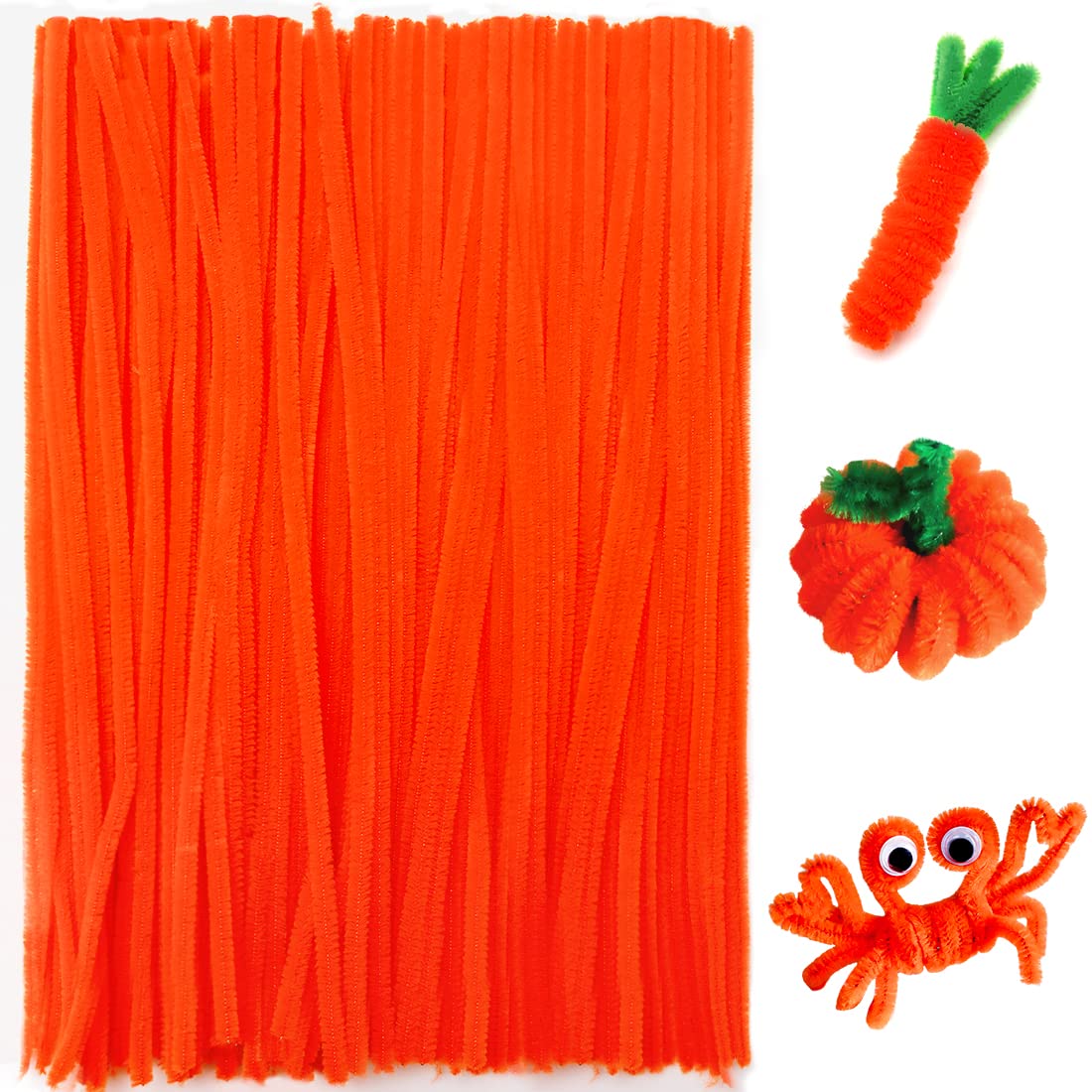 Snapklik.com : Orange Pipe Cleaners For Crafts, 200pcs, Chenille Stems ...