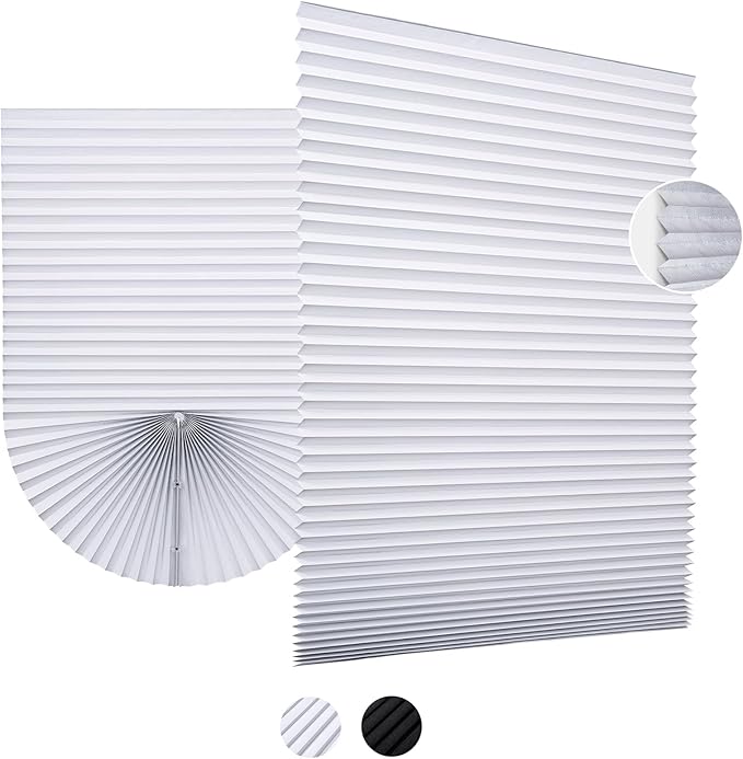 Amazon.com: UrMoon Adhesive Temporary Pleated Shades 6 Packs Blackout ...