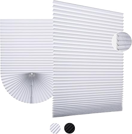 Amazon.com: UrMoon Adhesive Temporary Pleated Shades 6 Packs Blackout ...