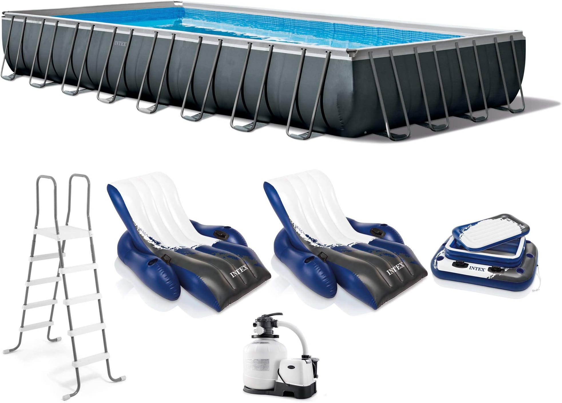 Amazon.com: Intex 32ft X 16ft X 52in Ultra Frame Rectangular Pool Set ...