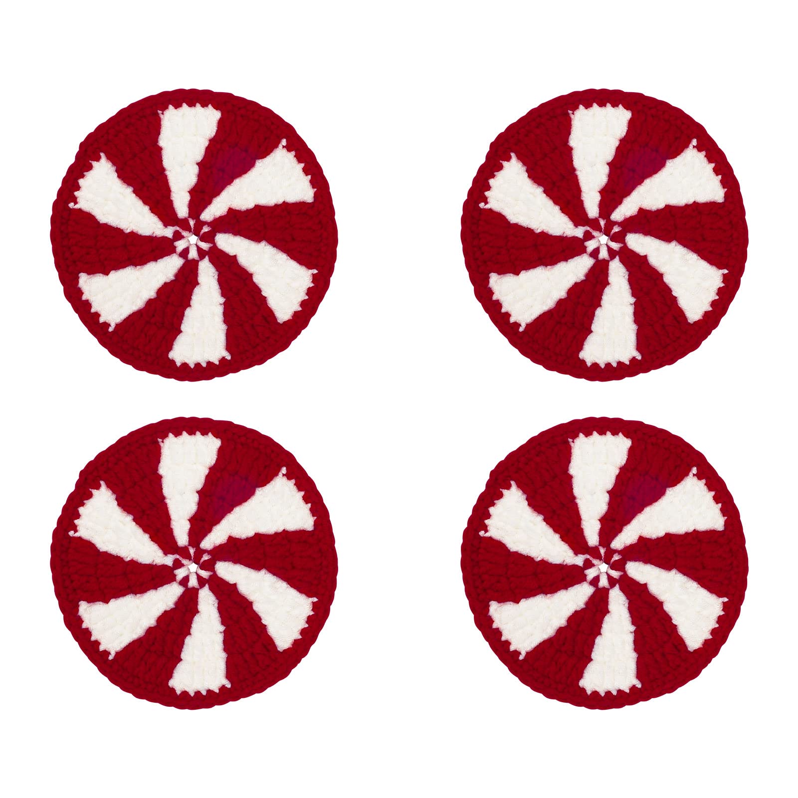 Amazon.com: Whaline 4 Pack Christmas Candy Coaster Handmade Crochet ...