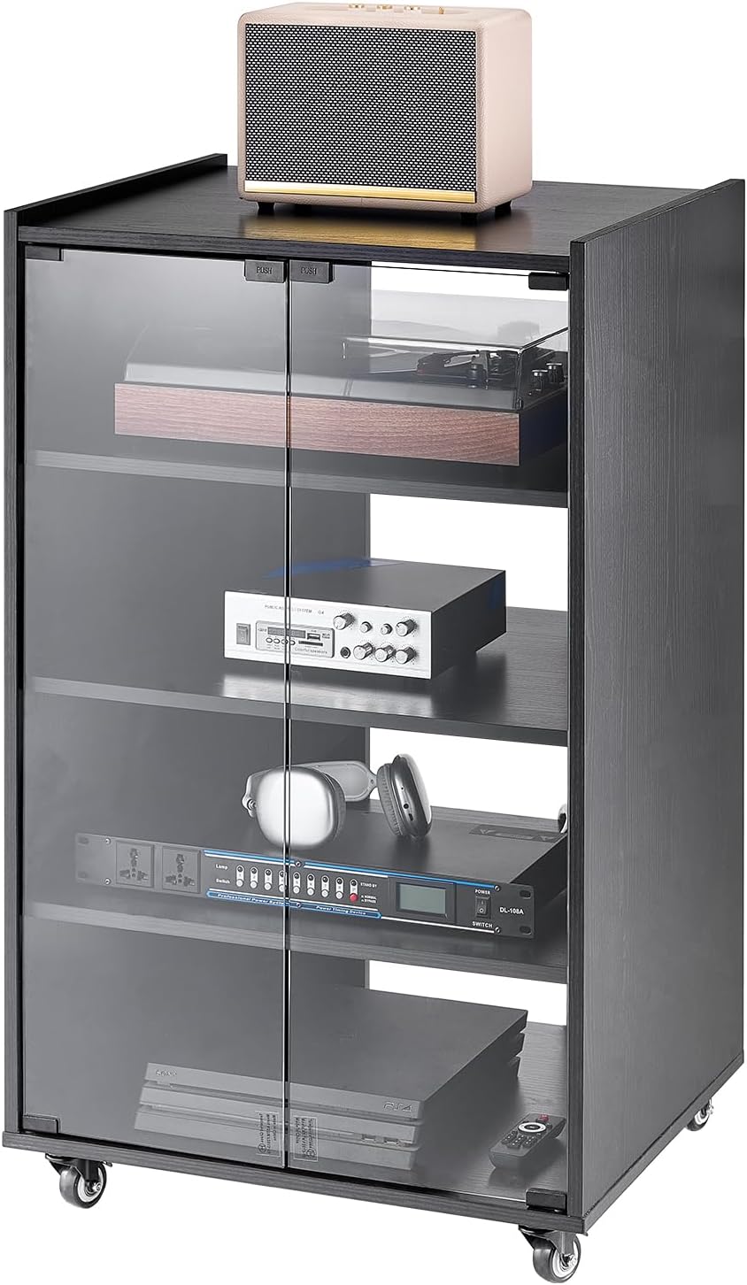 Amazon.com: ELECWISH Media Storage Cabinet, Audio-Video Media Stand ...