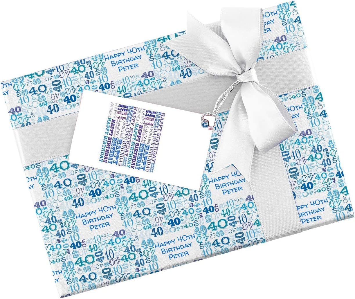 Blue Happy 60th birthday Personalised Wrapping Paper - Gift Wrap 590mm ...