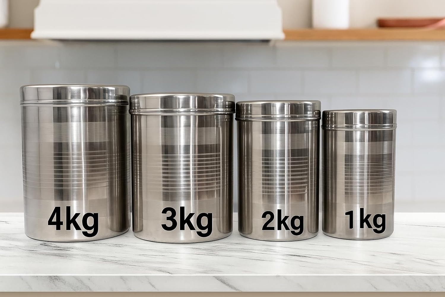 Buy Duodeno "Stainless Steel Storage Containers Set of 4 (1kg, 2kg, 3kg ...