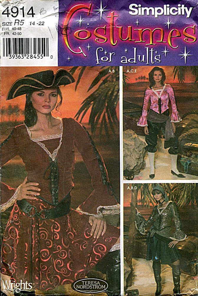 Simplicity Pattern 4914 Misses' Pirate Costumes, Size R5 (14-22 ...