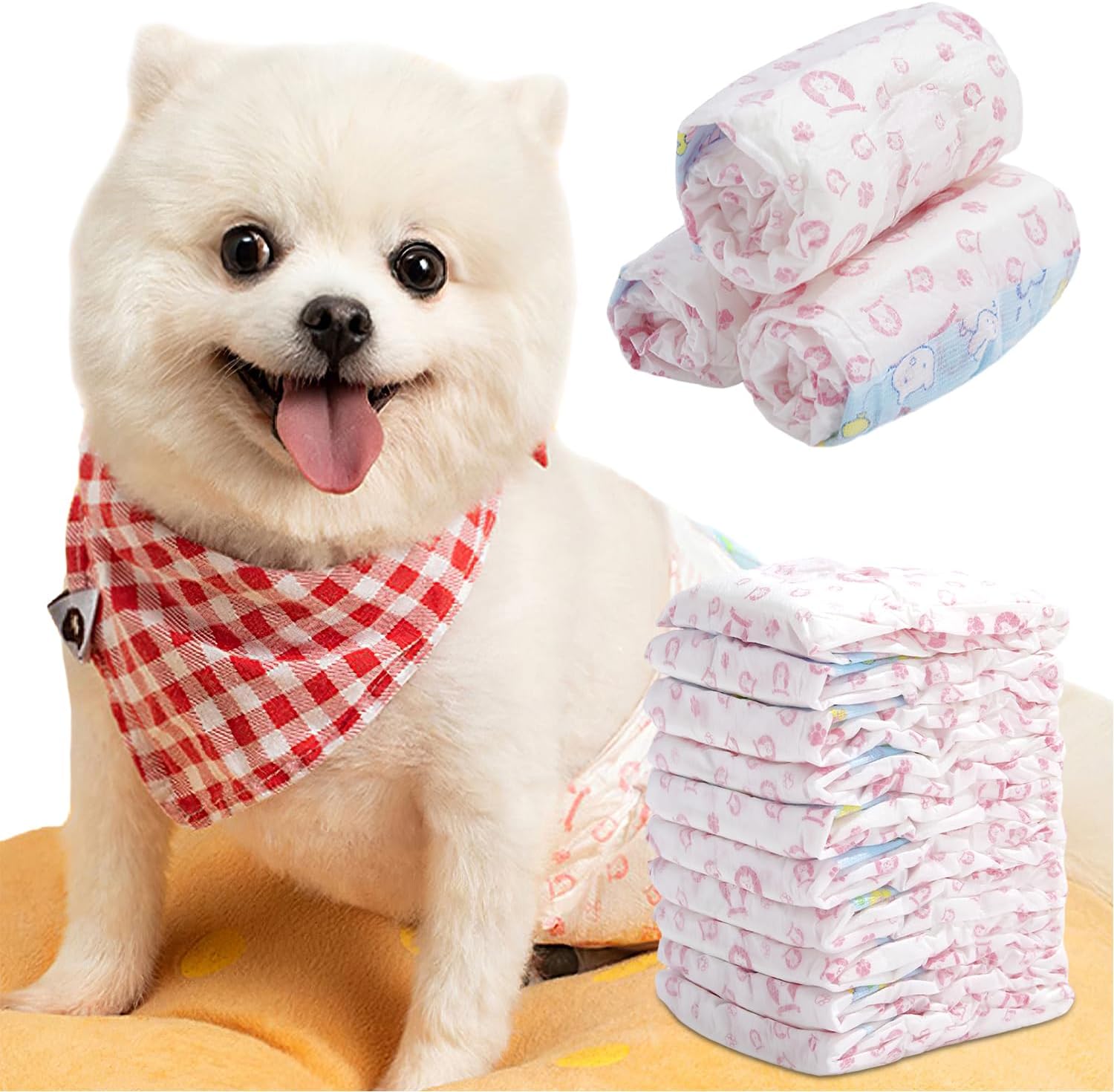 The Fellie Dog Nappies for Female Dogs, Disposable Dog Nappies Super ...
