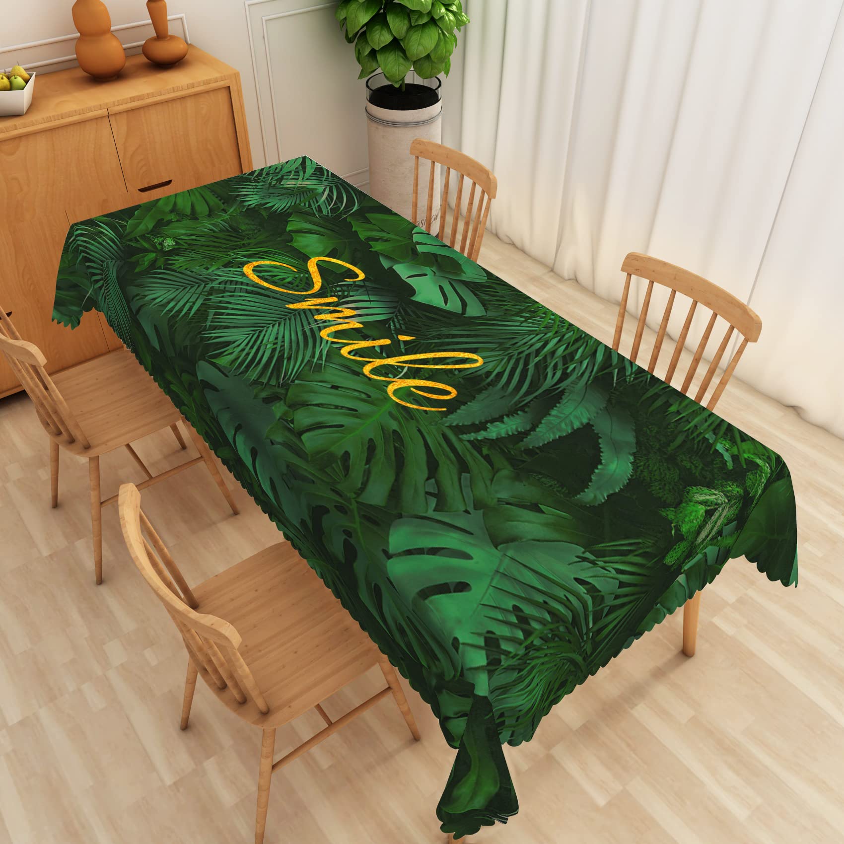 Amazon.com: SIEDYCV Tropical Jungle Smile Tablecloth, 54x78 Inch Summer ...
