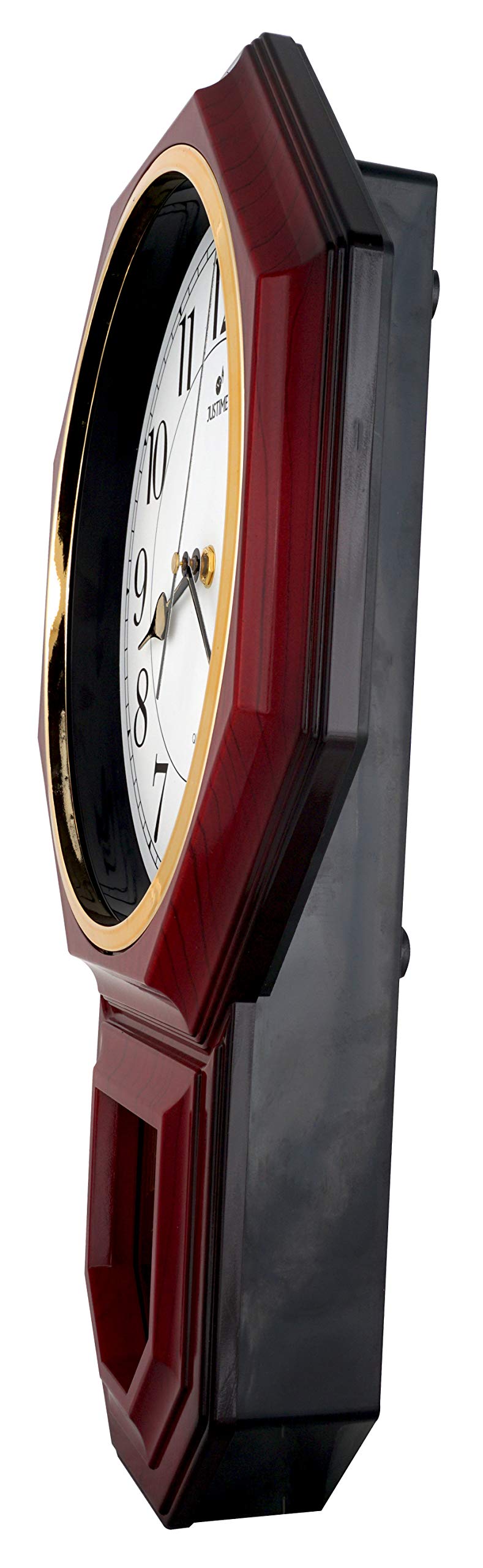 JUSTIME Traditional Schoolhouse Easy to Read Pendulum Plastic Wall ...