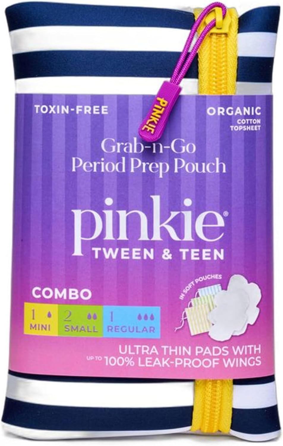 First Period Pinkie Prep - Pouch with 4 Ultra Thin Organic Cotton ...