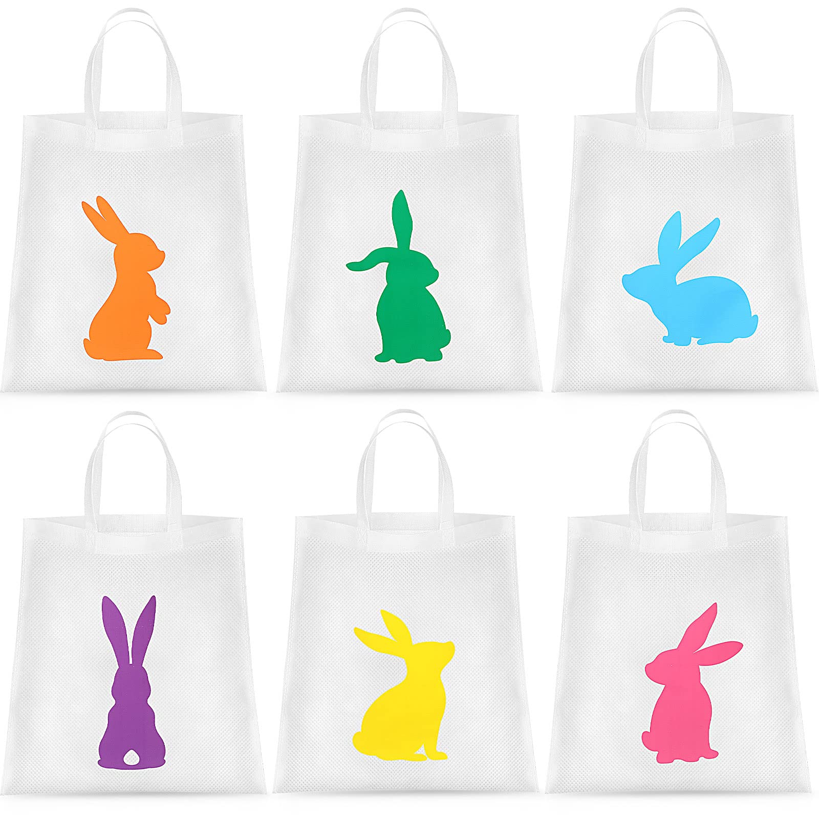 Amazon.com: 60 Pcs Easter Bags with Handles Large Bunny Tote Bags Bulk ...