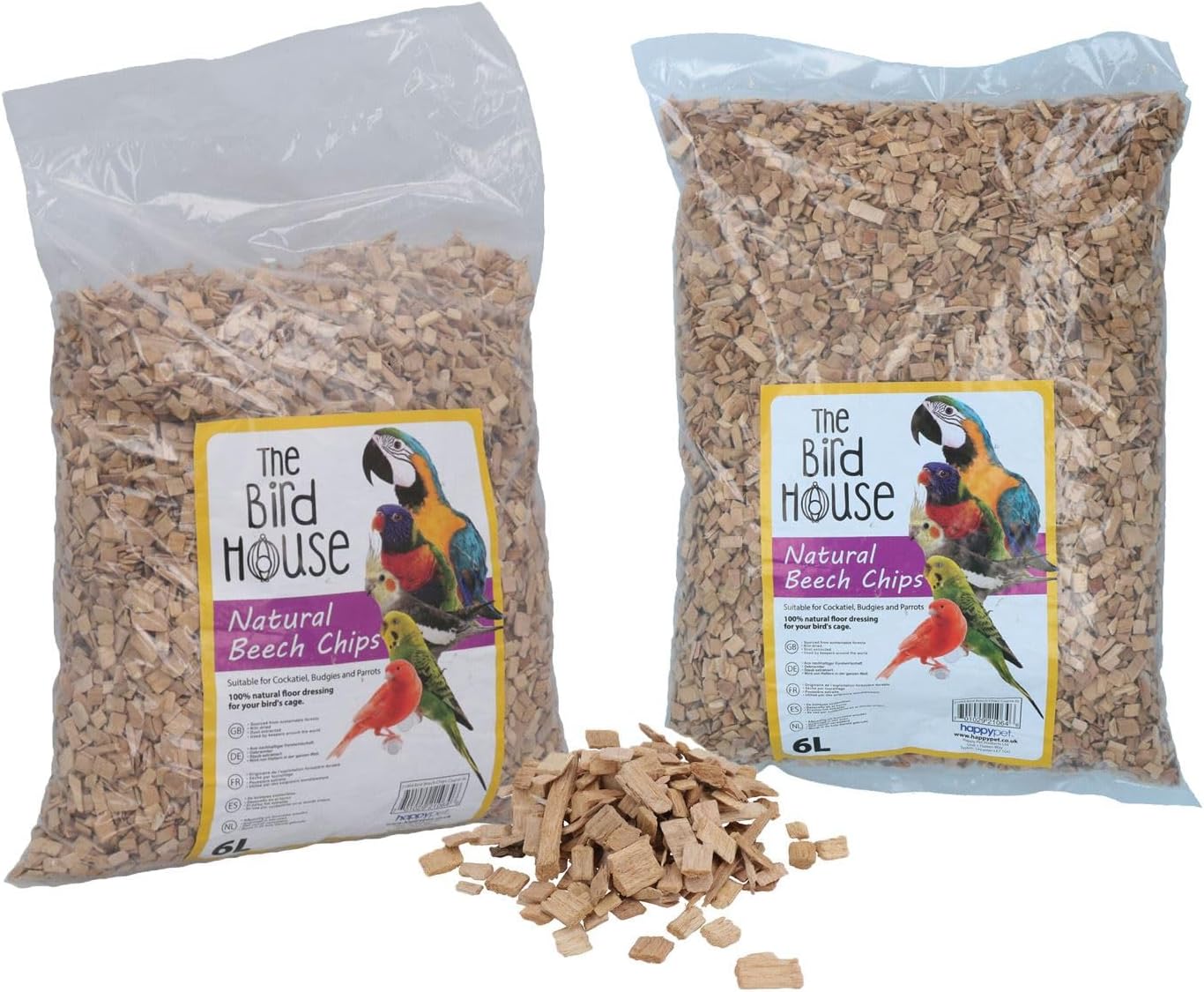 AB Tools 2pk OF 6 Litre Natural Coarse Beech Chips Bird Parrot Cage ...
