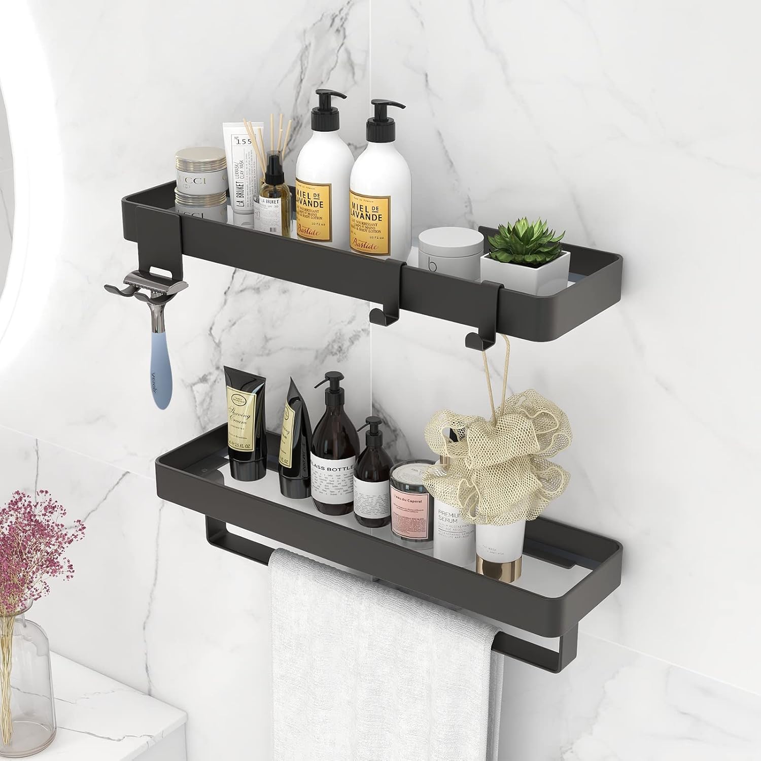 Amazon.com: Boiarc Bathroom Shelves Acrylic Shower Shelves Wall Mounted ...