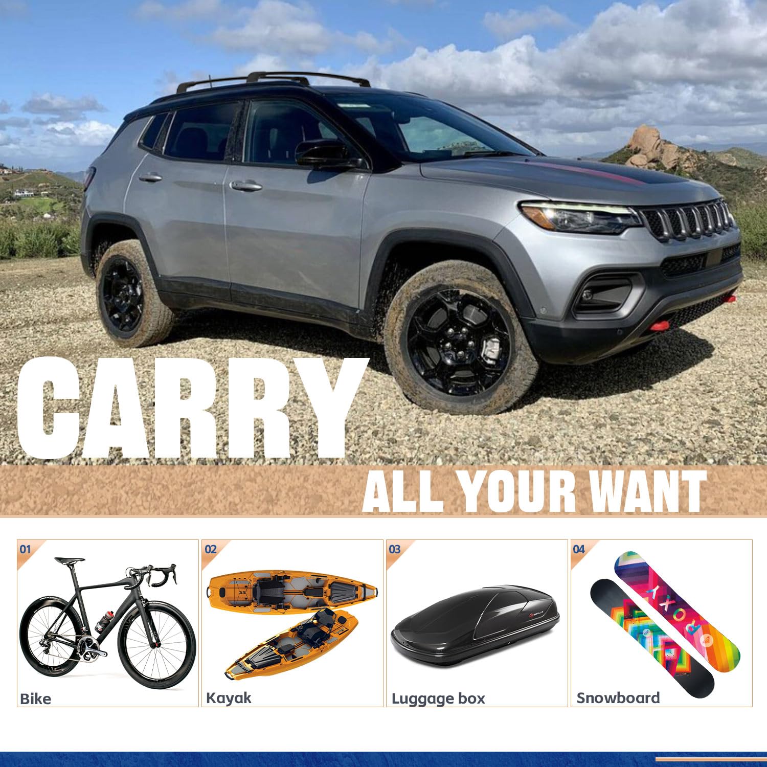 2018 Jeep Compass Roof Rack Lockable Roof Racks For Jeep Compass 2018 ...